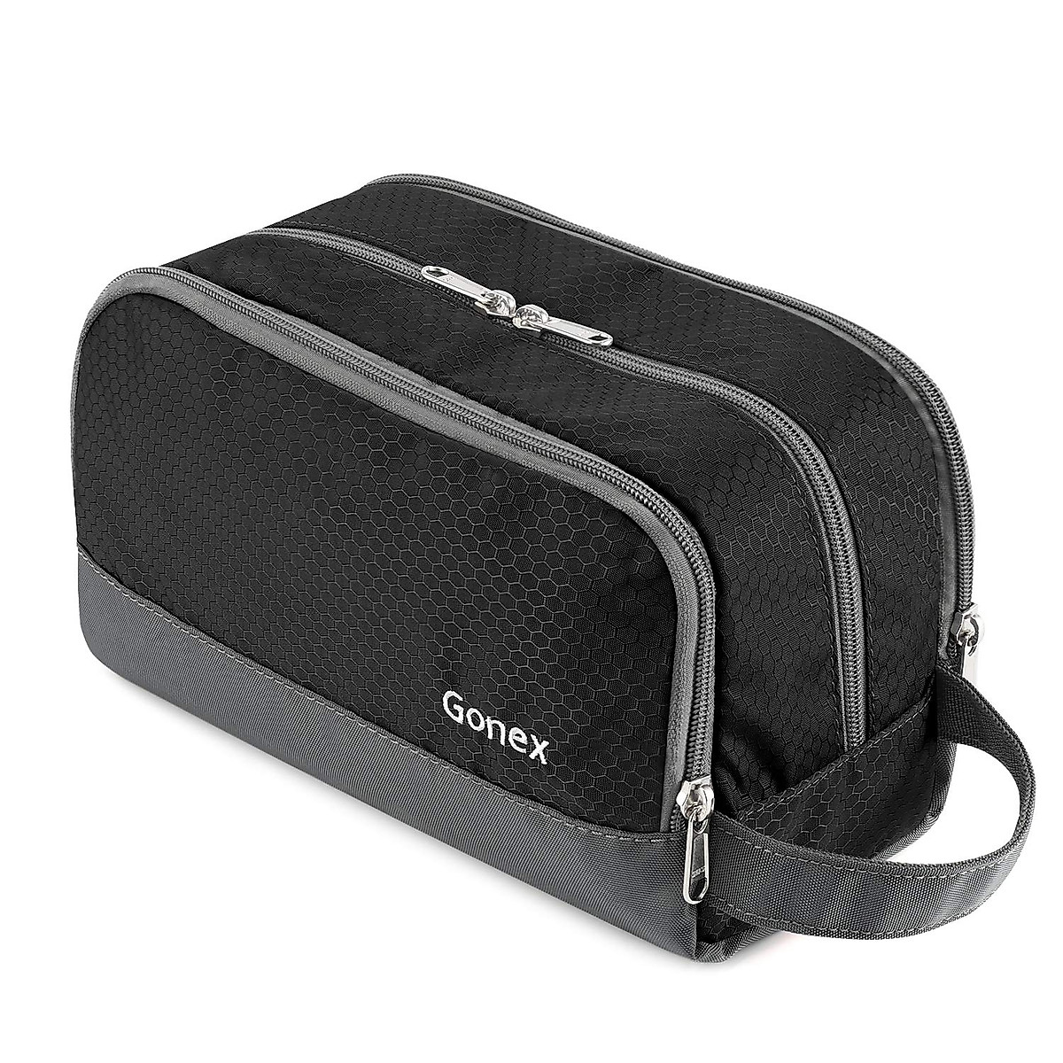 Gonex Travel Toiletry Bag Nylon, Dopp Kit Shaving Bag Toiletry Organizer Black