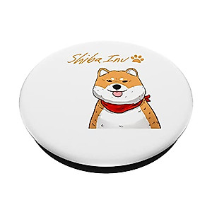 Funny Shiba Inu Uni Dog Red Scarf Paw Cheeky Japan Cute PopSockets Swappable PopGrip
