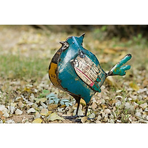 DeKulture Antique Bird Figurine: Vintage Metal Sculpture, Bird Statues for Collection, Rustic Home Accents (9.5x1.5x9 Inches)