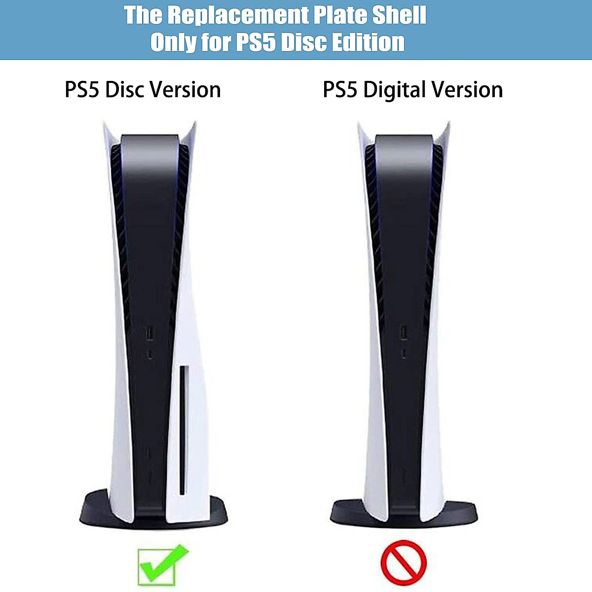 PS5 Plates, Hard Shockproof PS5 Faceplate Compatible with Play Station 5 Console, ABS Anti-Scratch PS5 Console Cover Dustproof PS5 Replacement Shell Plates for PS5 Console Disc Edition - Black