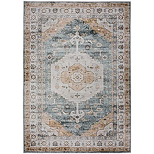 DECOMALL Ariel Area Rug 5x7, Orange Traditional Rug, Bohemian Carpet for Bedroom Living Room Dining Room, Orange 5’x7’