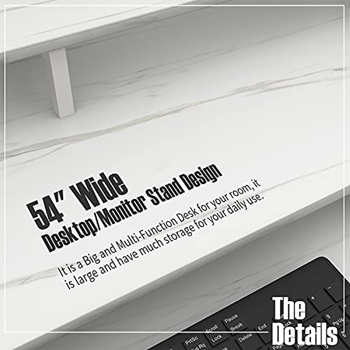 TOPSKY Computer Desk with Storage Shelves/24.5in Keyboard Tray/Monitor Stand Study Table for Home Office(54*19inch, White Marble Texture)