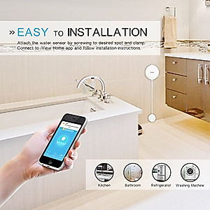 iView S300 WiFi Water Sensor DIY Flood and Water Leak Detector Detachable Sensor, Sound & APP Alert Long Lasting Battery
