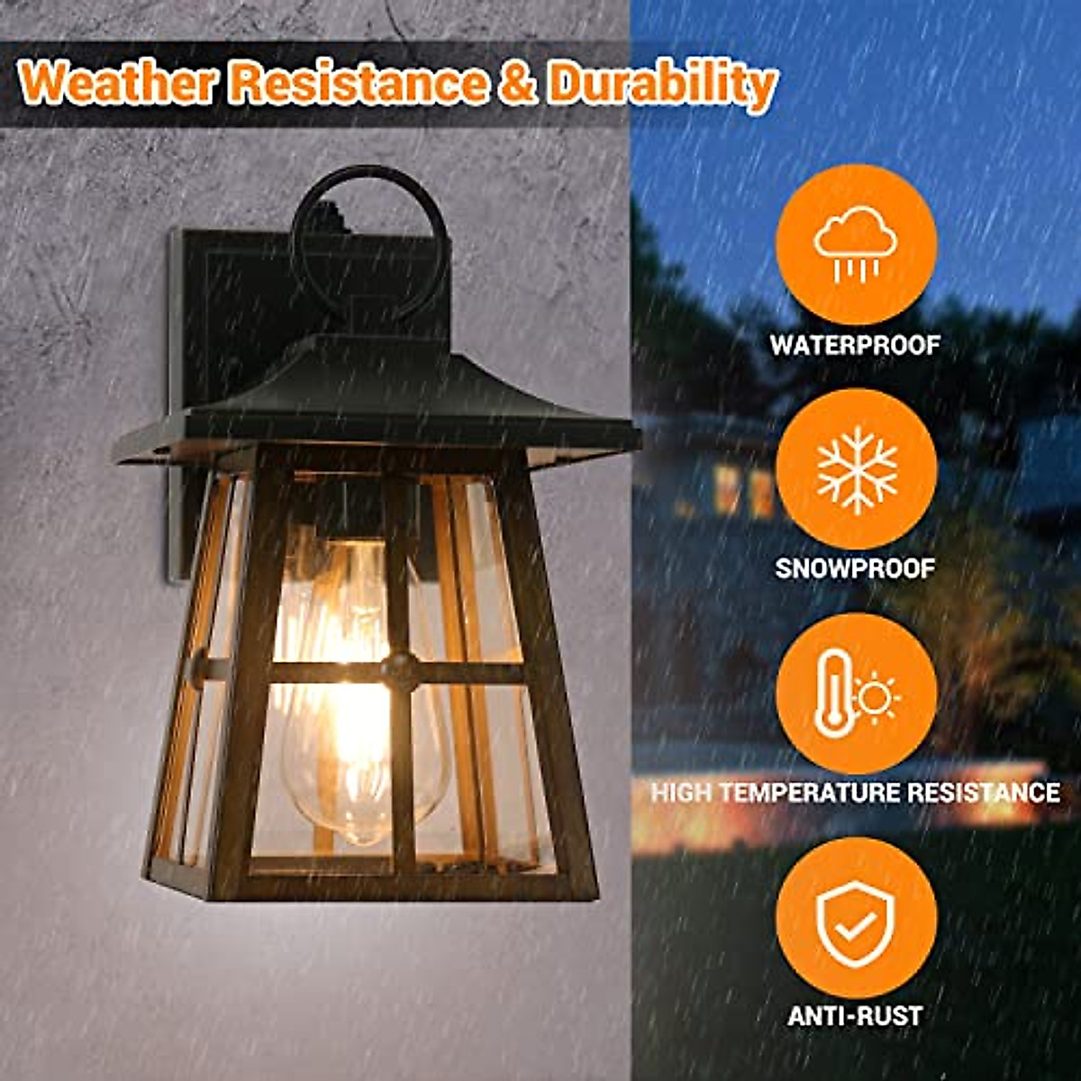 Qingmiao Dusk to Dawn Sensor Wall Light Outdoor Porch Light Wall Lantern Waterproof Outdoor Light Fixture Exterior Wall Sconce