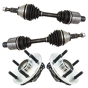 TRQ Front CV Axle Shafts & Wheel Hub Bearing Assemblies Set of 4 Compatible with 2012-2018 Ram 1500