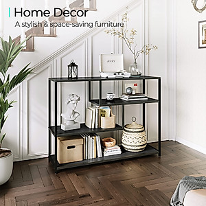 LINSY HOME Console Table, 4-Tier Sofa Tables for Entryway, Narrow Tables with Open Storage Shelves, 39.3” Console Tables for Entryway, Hallway, Sofa, Couch, Living Room, Bar, Kitchen, Black