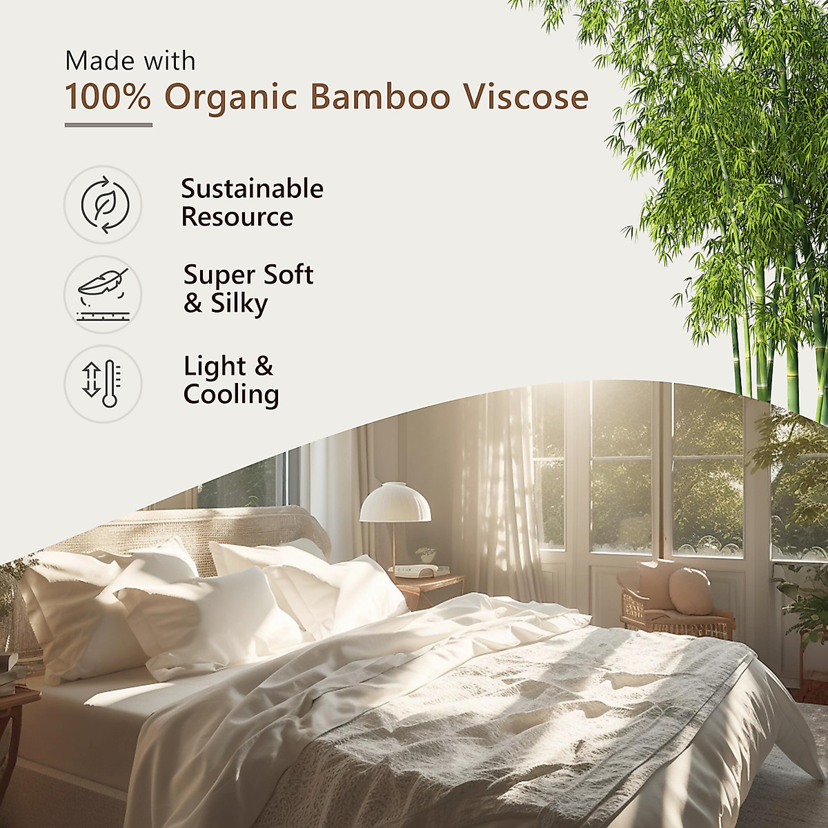 BELLE TERRE Luxury 100% Viscose Derived from Bamboo Sheets Full Size Set - Organic, Super Soft Sheets - Full Size Set with Top and Fitted Sheet, 2 Pillowcases - Cooling Sheets for Hot Sleepers