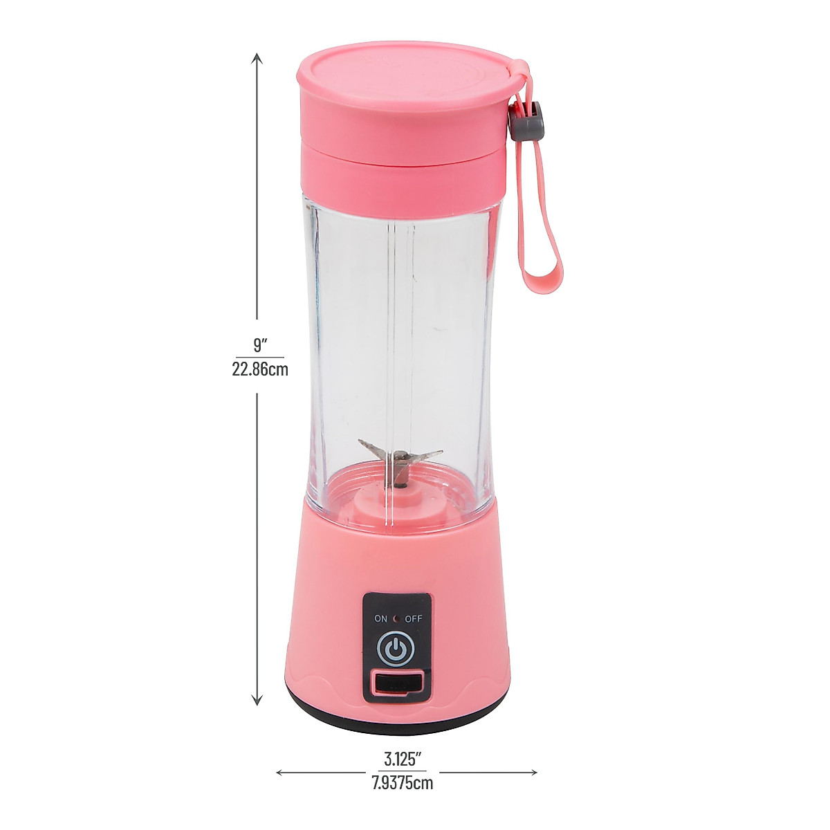 Mind Reader Blender, Rechargeable Personal Juicer, USB-Powered, Portable, Handheld, Smoothie, 3.125"L x 3.125"W x 9"H, Pink