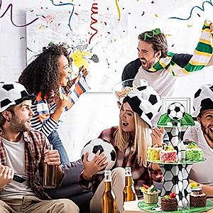 Soccer Theme Party Cupcake Stand Decorations, 3 Tier Soccer Sports Theme Party Cupcake Topper Stand Soccer Party Soccer Field Decor for Teenagers Soccer Sports Birthday Party Supplies (Soccer)