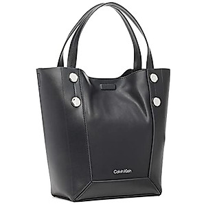 Calvin Klein Quinn North/South Mini Tote Crossbody, Black/Silver