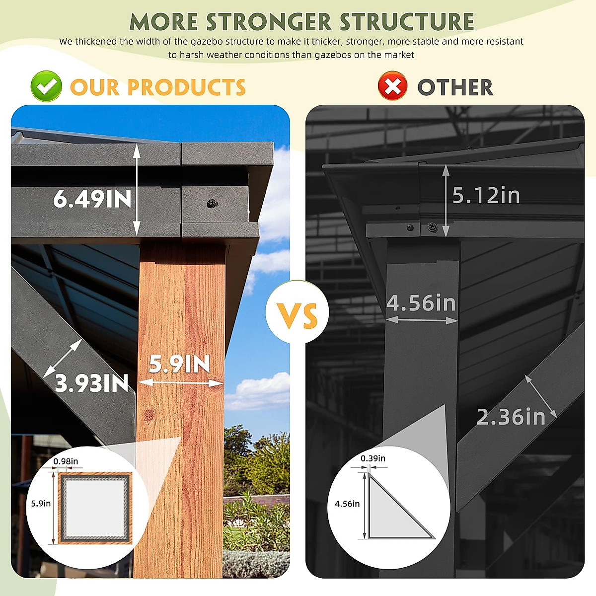 EROMMY 12'x14' Hardtop Gazebo, Galvanized Steel Top with Wood Grain Aluminum Frame, Permanent Metal Pavilion with Three-Layer Storage Shelves for Patio, Backyard, Deck and Lawns
