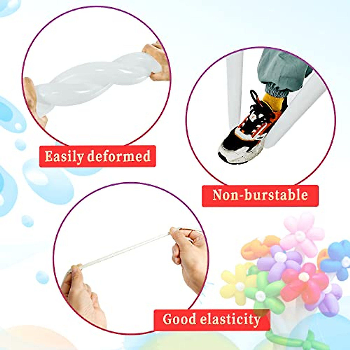 Long Balloons, Premium 260Q Twisting Sculpting Balloons for Animal Shape Birthdays Clowns White Pack of 100