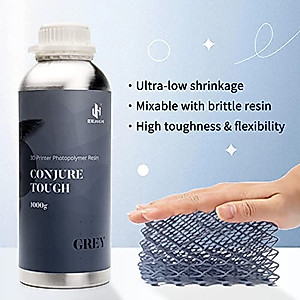 Chitu Systems Conjure Tough Resin 3D Printer Resin Non-Brittle and Durable,Highly Toughness Low Shrinkage 405nm UV-Curing Resin Standard Photopolymer Resin for DLP/LCD/mSLA 3D Printer (Black, 1000g)