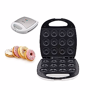 LKJHSDFG Electric Donut Maker, 12 Holes Commercial Doughnut Making Machine Non-Stick Teflon Coating Double Sides Heating Doughnut Maker for Restaurant Bakery Snack Bar