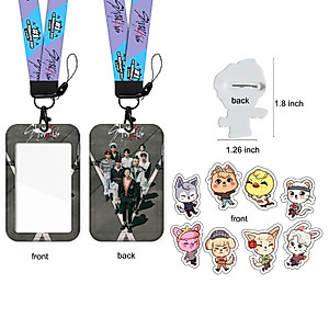 eTel Like Stray Kids Gifts Set, Including Drawstring Bag Backpack, Necklace, Earrings, Bracelets, Button Pins, Lanyard ID Holder, Keychain, Phone Ring Holder, Cartoon Badge