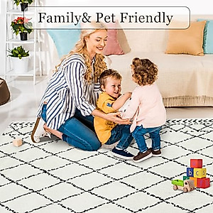 IMINROME Area Rugs 9x12 Modern Plush Large Rug Trellis Rug Geometric Rug Fluffy Shag Large Fuzzy Plush Soft Throw Rug,Large Shaggy Floor Big Carpets for Bedroom Kids Home Decor