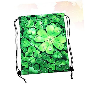 PACKOVE 3pcs Four leaf storage bag Drawstring backpack sport backpack St Patrick Day sack irish party party decor shopping bag printed travel bag printing gift bag Ireland Tackle Backpack