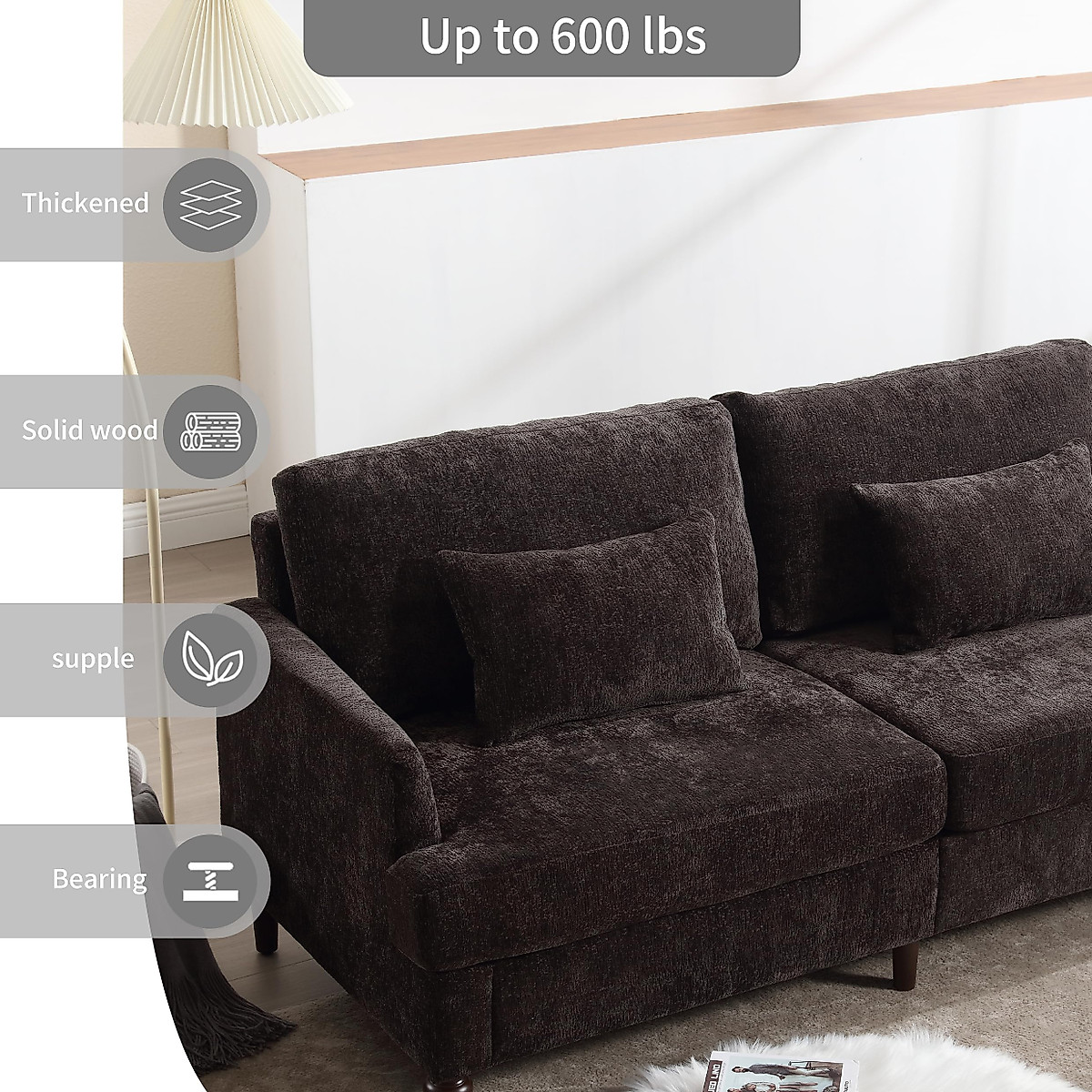 Tongbaiyi Sofa,68” Comfy Sofa Couch with Extra Deep Seats, Chenille Loveseat Comfy Small couches for Small Spaces Apartment Lounge,2-Seat Upholstered
