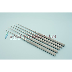 Set of 5 Buck Ear Curettes Blunt Curved # 00# 0# 1# 2# 3