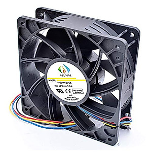 HVVH Dual Ball Bearings High Speed Durable 4 Pin DC 12V 5A 7000 RPM Cooling Fan Brushless Replacement Case Fan for Antminer Bitmain S7 S9 D3 L3 E9 T9 etc All BTC Miner Server (5A 7000RPM)