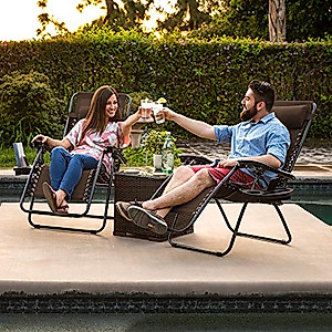 Best Choice Products Set of 2 Adjustable Zero Gravity Lounge Chair Recliners for Patio, Pool w/ Cup Holders - Brown