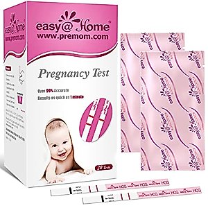 Easy@Home Pregnancy Test Strips Kit, Powered by Premom Ovulation Predictor iOS and Android APP, 20 HCG Tests
