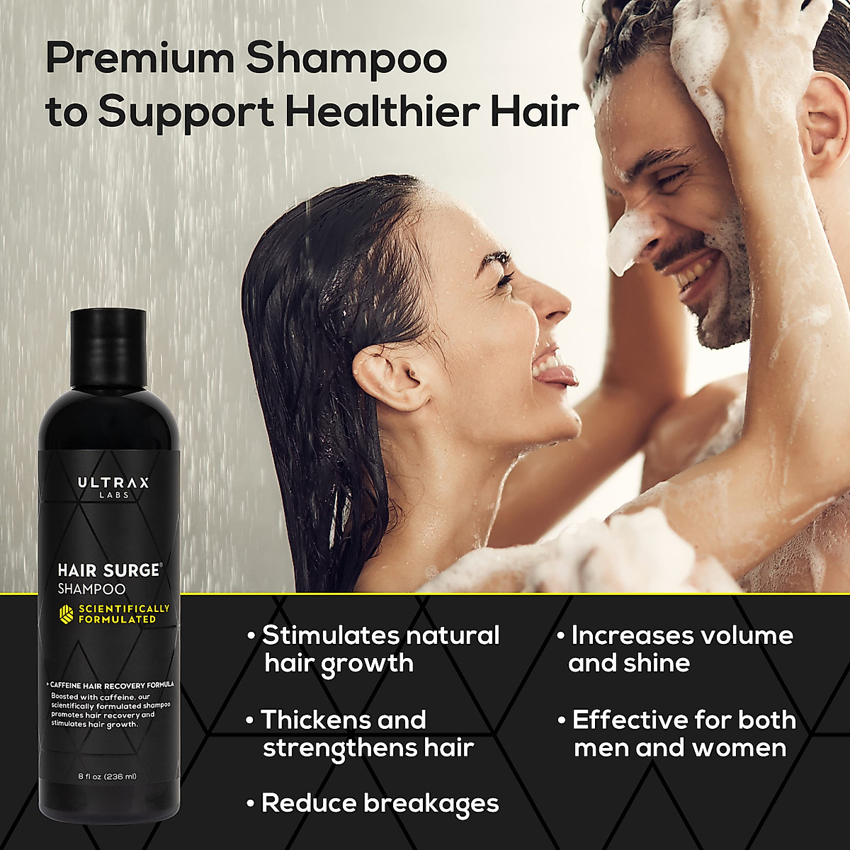 Ultrax Labs Hair Thickening Shampoo for Thinning Hair and Hair Loss - Hair Surge 8 oz for Women and Men