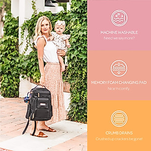 JuJuBe Be Right Back Unisex Travel Backpack, Diaper Bag with Memory Foam Changing Pad, Be Fashionably Organized Anywhere