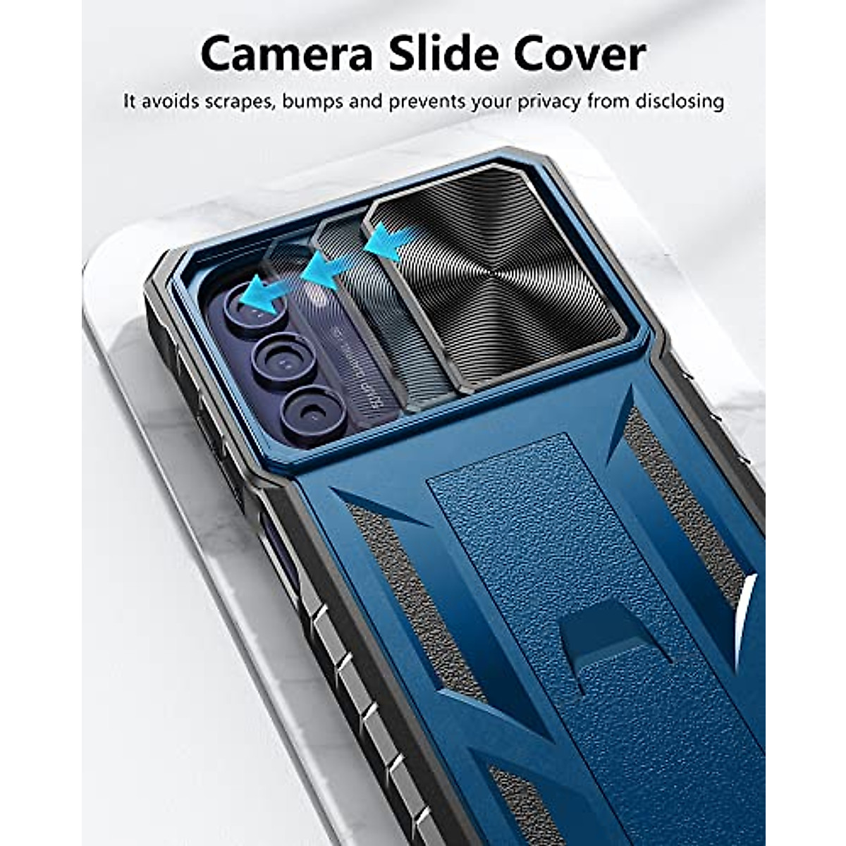 for Motorola Moto G-Stylus 5G-2022 Case: Military Grade Drop Proof Protection Cover with Kickstand | Matte Textured Rugged Shockproof TPU | Protective Phone Case