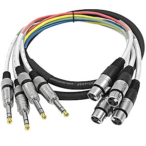 Seismic Audio - SAXT-4x5F - 4 Channel 1/4" TRS to XLR Female Snake Cable - 5 Feet Long - Serviceable Ends - Pro Audio Effects Snake for Live Live, Recording, Studios, and Gigs - Patch, Amp, Mixer,