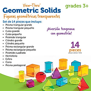 Learning Resources View-Thru Geometric Solids, Geometry Helper, 14 Pieces, Ages 8+