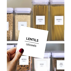 144 Pantry Labels for Food Storage Containers, Waterproof Printed on Vinyl Labels, Household Stickers + Numbers, Minimalist Kitchen, Water Resistant, Organization for Jars and Canisters