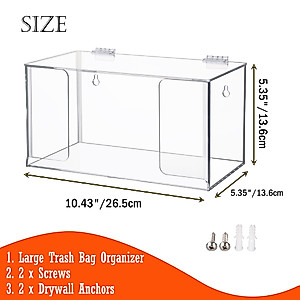 Aphbrada Trash Bag Dispenser Roll Holder, Wall Mount Acrylic Garbage Bag Dispenser Roll Holder with Lid Compatible with Glad Hefty 13 30 33 Gallon Trash Can Liner Bags, Clear (Standard)