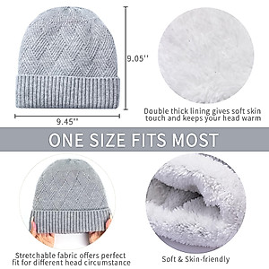 REACH STAR Womens Winter Warm Knit Beanie Hat Touchscreen Gloves Long Scarf Set with Soft Fleece Lined Skull Caps Neck Scarves Mitten 3 in 1 Set Gift for Women