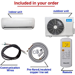 ApooDr 18000 BTU Mini Split Air Conditioner Ductless Inverter System 18.3 SEER2 with Heat Pump 220V 1.5 Ton,with Installation Kit