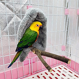 Corner Fleece Bird Blanket for Cage, Cozy Bird Bed Warmer Parrot House Cage Hanging Hammock Toy, Small Animals Shelter Plush Bedding, Cuddle Nest Hanging Toy for Parakeet Cockatiel Conure Lovebirds(L)