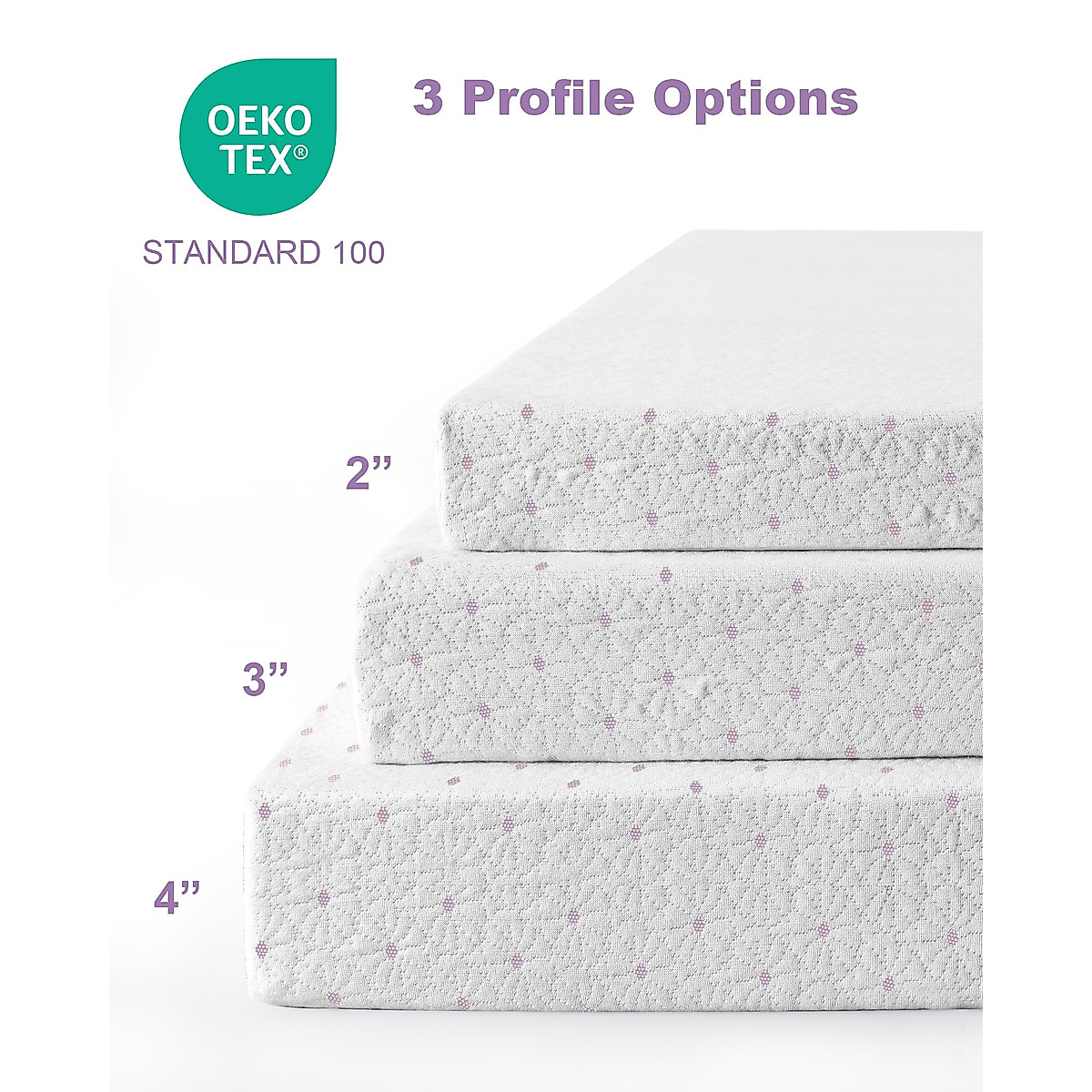 Ferlizer 3" [King] Mattress Topper, Memory Foam Mattress Topper King with Ultra Soft Cover & Corner Straps, Lavender Infused, CertiPUR-US Certified