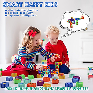 Pop Its Fidget Toys Girl Boy Creative DIY Fidget Building Block Toy Set 24Pcs Dimple Fidget Packs for Kids Anxiety Stress Relief Sensory Toys for Autistic Children ADHD Toddler Educational Toy Gift