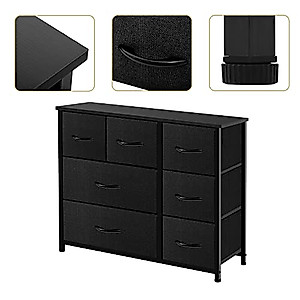 AZL1 Life Concept Dresser Storage Furniture Organizer-Large Standing Unit for Bedroom, Office, Entryway, Living Room and Closet-7 Removable Fabric Drawers, Black