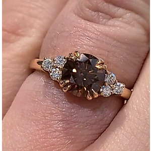 Skylark 2.00Ct Round Cut Chocolate Diamond prong set Engagement Wedding Ring 14k Yellow Gold Finish