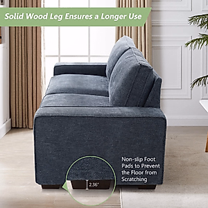 LEISLAND 71.25" Modern Sofas for Living Room, Small Sofas Couches for Small Spaces, Chenille Loveseat Couch with Solid Wood, Metal, Square Arm and Removable Cover/Easy to Install(Blue)