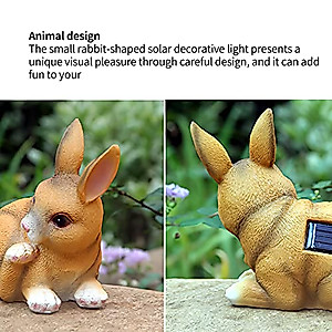 shumi Solar Garden Statue Bunny Figurine, Waterproof Resin Bunny Garden Decoration Animal Sculpture Ornaments with Solar Outdoor Light for Patio Pathway Backyard Yard Easter Decor, Warm White