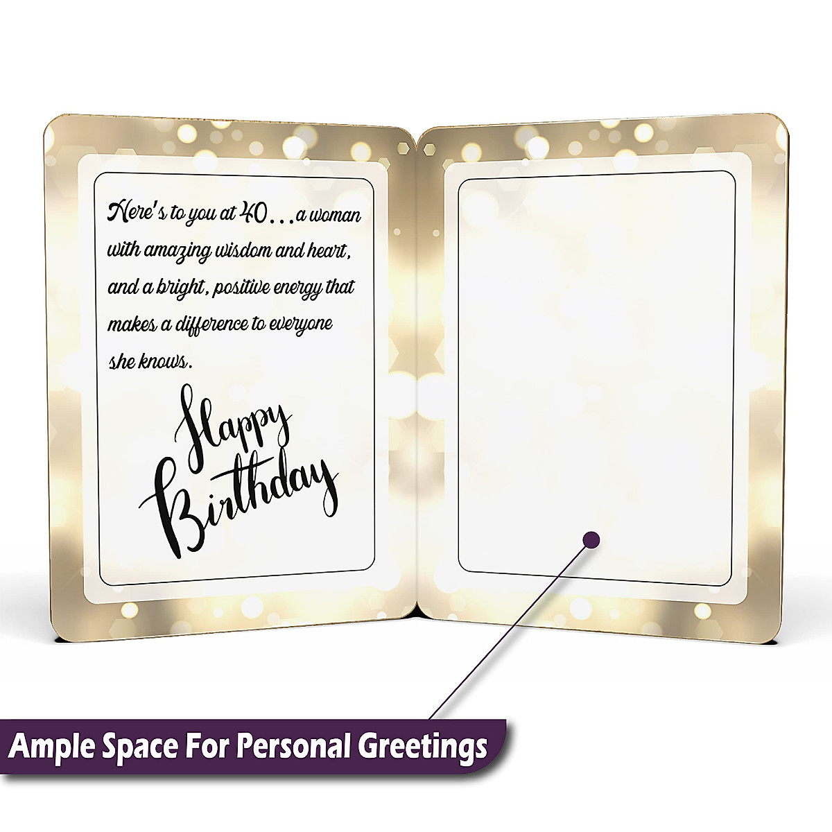 40th Birthday Cards For Women - | Made From Real Bamboo | 6" X 4.5" - 1 Pack (Envelope Included) | Laser Cut, Party Themed 40th Birthday Card For Wife, Mom, Aunt, Sister, Friend, Her etc.