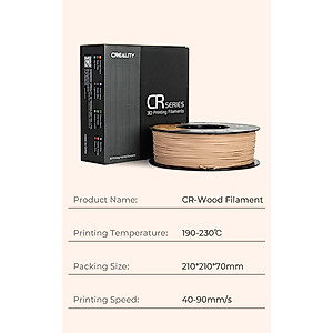 Creality Wood Filament PLA, 3D Printer Filament 1.75 mm, Smooth Silk Texture, Toughness, 1kg(2.2lbs)/Spool Printing Filament, for All FDM Printers (Wood)