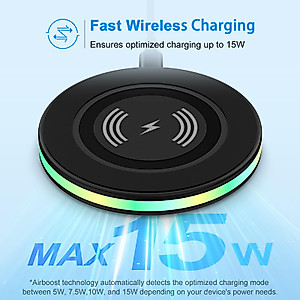 15W Fast Wireless Charger Pad for Samsung Galaxy Z Fold 5,Z Flip 5 4 S24 S23 Ultra S22 S21 FE S20,Motorola Moto Edge 2022 Edge+ 2023,Edge 40 Pro,Google Pixel 8a 8 7,Android Phone Wireless Charging Pad