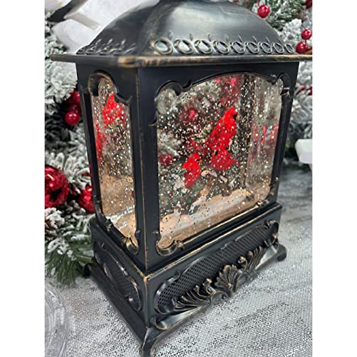 Cardinals Rectangular Snow Lantern