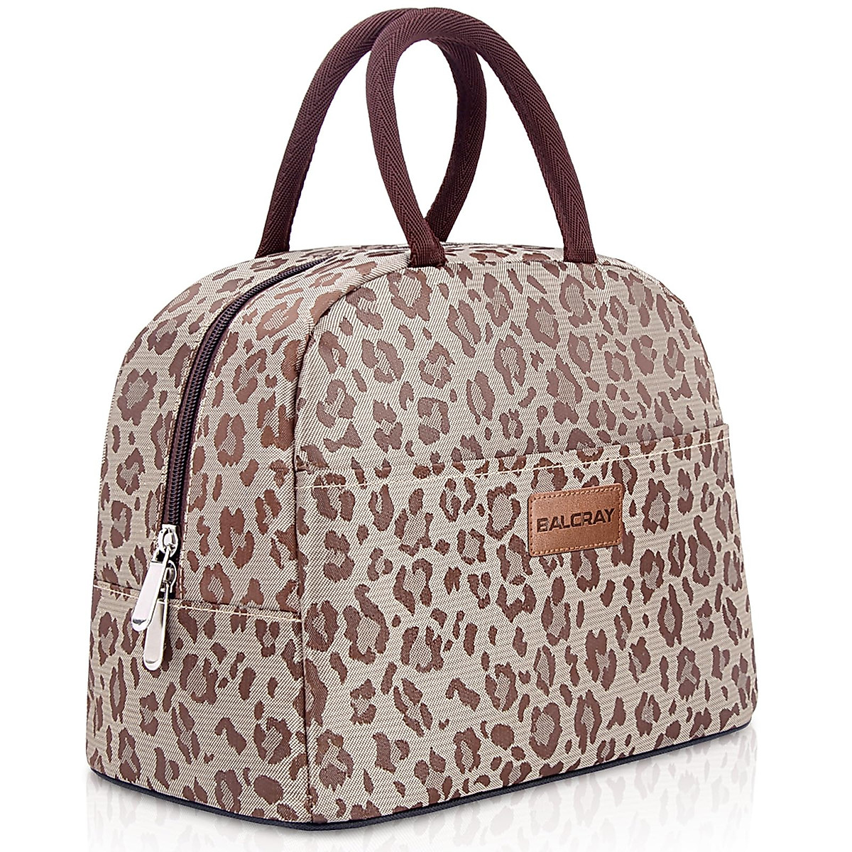 BALORAY Insulated Lunch Bag for Women Men Reusable Lunch Box for Adults, Large Lunch Cooler Tote Bag for Work Office School Picnic (G-197L Brown Leopard)
