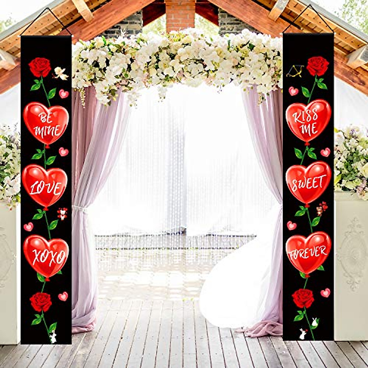 Valentine's Day Banner Fun Valentines Conversation Porch Sign Love Sweet Banner Valentine's Day Hanging Decoration for Engagement, Wedding, Anniversary