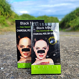 SHILLS Blackhead Remover, Charcoal Nose Strips, Charcoal Blackhead Remover Pore Strip, Charcoal Nose Strips, Oil Control Charcoal Strip, Peel Off Strips (18 Count)