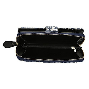 LATH.PIN Bohemian Purse Wallet Canvas Elephant Pattern Handbag with Coin Pocket and Strap (White, Large)